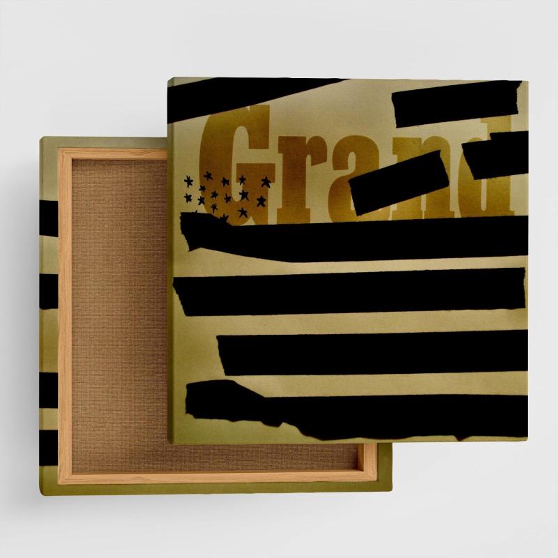 ボーダー ゴールド アートパネル 15cm × 15cm Sサイズ 日本製 ポスター おしゃれ インテリア 模様替え リビング 内装 ファッション アメリカ 星条旗 ファブリックパネル edi-0011-S本体サイズ:15cm×15cm×1...