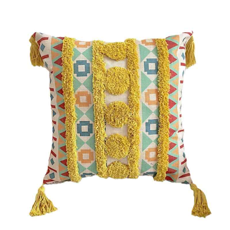 Eclairage クッションカバー 45cm×45cm 北欧 モロッカン フリンジ タッセルナチュラルインテリアにもマッチしやすい、民族柄のデザインクッションカバーです。オールシーズンお使いいただけます。綿100％の立体感のある厚手の生地...