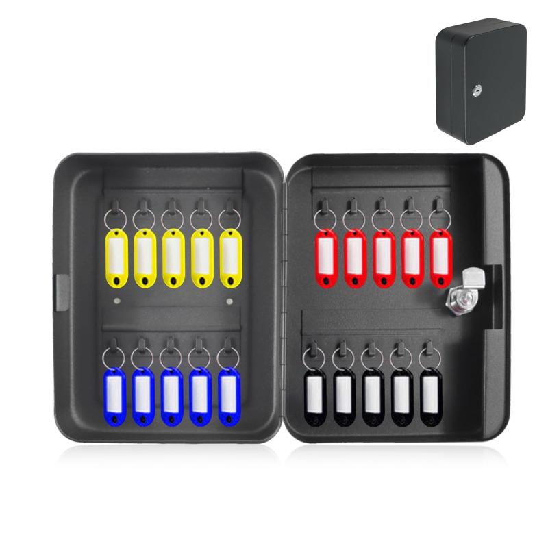 DIFEIUKI キーボックス 壁掛式 ロック付き 鍵収納ボックス 20鍵 大容量 セキュリティ 防水 鍵管理 防塵カバー 防犯 盗難防止 オフィス用 屋外 玄関 倉庫 寮 事務所 不動産企業適用 20*16*7.5cm