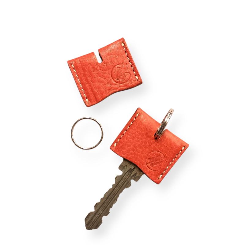 [MTA Leather works] 日本制作 キーカバー2個セット イタリアレザー 2重カン付属素　材：イタリアレザー　ショルダー部分使用　2個セット金　具：2重リング　2個付き　鉄ニッケルメッキカラー：ブラック・レンガ・レッド・オレン...