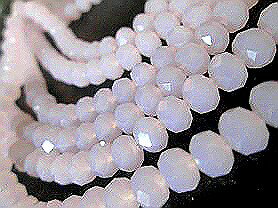 ロンデル ポタン ローズ ピンク 6x5mm連 前面　キラキラというより 丸ごとピカピカ ガラスビーズ ガラスパーツ サイズ。。6x5mmですが丸に近い ダイヤモンドカット　1本連ショート 1本の長さ。。およそ30cm弱 1本連 おおよそ。...