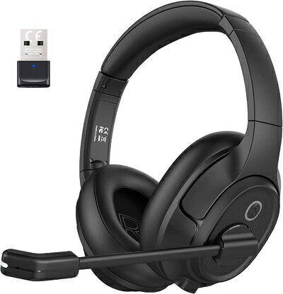 【商品名】EKSA H6 業務用 ワイヤレスヘッドセット Bluetooth ヘッドセット USBドングル付属 通話ノイズリダクション 単一指向性 マイク搭載 オフィス用オーバーイヤーヘッドセット 最大55時間使用 ハンズフリー 通話 we...