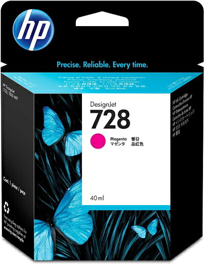 【商品名】日本HP HP728 インクカートリッジ マゼンタ40ml F9J62A（中古品）中古品の特性上、外箱,取り扱い説明書等は基本的には付属いたしません。電話機・FAX機などで子機が複数台ある商品につきましては、子機が付属しない場合も...