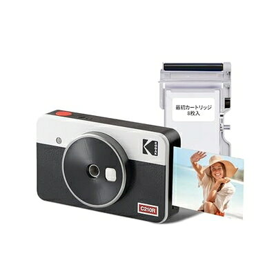 【商品名】コダック KODAK Mini Shot 2 レトロ 4PASS 2-in-1インスタントカメラ＆フォトプリンター(5,3x8,6cm)＋カメラ本体8枚入り、ホワイト（中古品）中古品の特性上、外箱,取り扱い説明書等は基本的には付属...