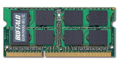 【商品名】BUFFALO PC3-12800(DDR3-1600)対応 204Pin DDR3 SDRAM S.O.DIMM ノート用 8GB D3N1600-8G/E（中古品）中古品の特性上、外箱,取り扱い説明書等は基本的には付属いたしま...