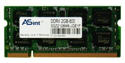 【商品名】DDR2-800 PC2-6400 2GB SO-DIMMノート用メモリ ASint（中古品）中古品の特性上、外箱,取り扱い説明書等は基本的には付属いたしません。当店の中古品につきましては商品チェックの上、動作に問題がないものを取...