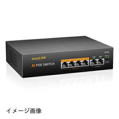【商品名】keepLiNK 6ポート PoE スイッチングハブ 10/100Mbps (4ポートPoE+ 65W) 静音ファンレス 金属筐体 省電力設計（未使用品）未使用品となります。とても綺麗な状態となっております。商品名に【付属、特典、...