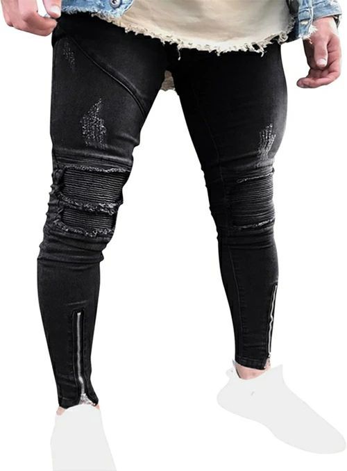 説明 ダメージ デニム ジーンズ スキニー パンツ 脇ライン ラインパンツ ストレッチ カジュアル パンツ スリム ロングパンツ ジーパン 細身 ダメージジーンズ メンズ スキニー ストレッチ テーパードパンツ 春夏秋冬 メンズ デニムパン...