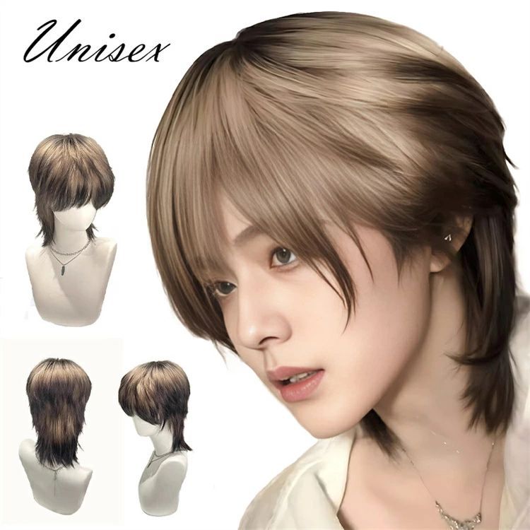 ●商品内容：ウィッグ、ヘアネット付き ●素材：耐熱ファイバー ●サイズ：約35cm±3cm ブラックゴールドグラデーションでトレンディな仕上がり男女兼用の高品質ウィッグ 軽量で通気性が良く、自然な仕上がりです。洗濯可能で手入れも簡単。付属の...
