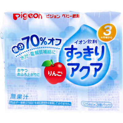 商品説明・仕様 赤ちゃんのためのイオン飲料です。 軽くて持ち運びに便利な紙パック飲料。 飲みきりサイズ125mL×3個パックです。 ●おやつやお出かけの時、お風呂上りに。(栄養補給を目的とした飲料ではありません。) ●すっきりとした甘さでゴ...