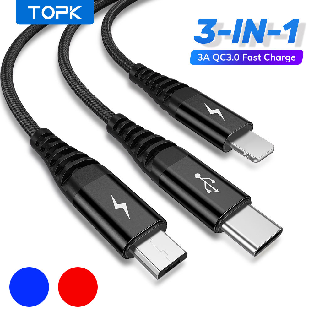 ★商品名：3in1 超小型の充電ケーブルです ★対応機種： ・iPhone/iPad/iPod etc... ・Type-C対応製品 ・MicroUSB対応製品 ★素材：TPEエコ素材とABS素材 ★カラー：ブルー、レッド、ブラック3色のカ...