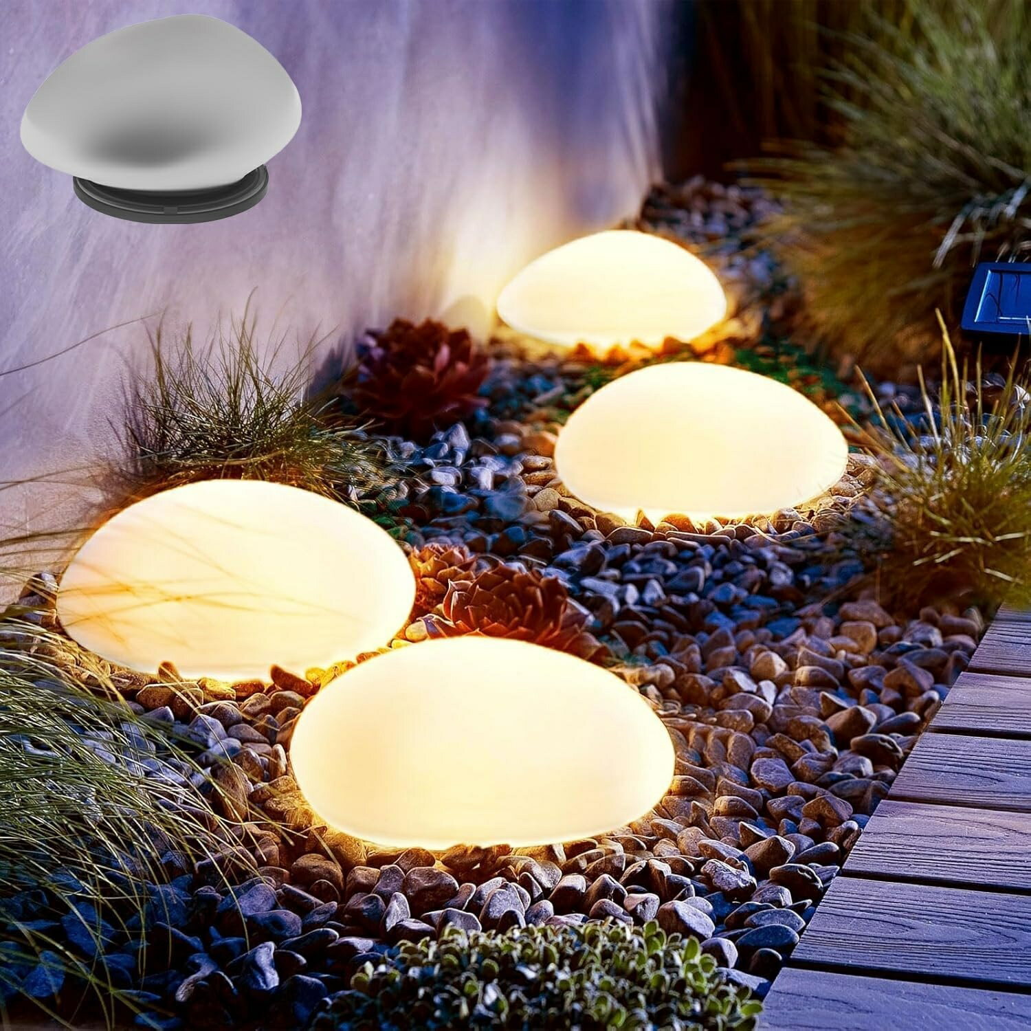 商品情報 品名 品名: LED Solar stone L LED ソーラーストーン Sサイズサイズ(約) 幅10.5×奥行14.5×高さ8(cm)色 フロスト重量 約0.4（kg）素材 ガラス、プラスチック(ABS樹脂) 仕様 ・防滴仕様...