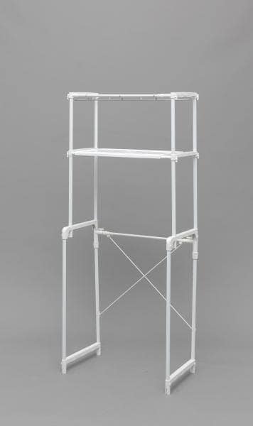 収納に困りがちな洗濯機周りを有効に活用できるランドリーラックです。メッシュ棚とフラット棚2枚付きです。組み立てが簡単で、洗濯パンの上に取り付けが可能です。【仕様】適合洗濯機サイズ（目安）：幅58〜90cmまでの一般的な全自動から二層式の洗濯...