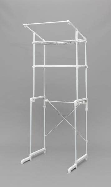 収納に困りがちな洗濯機周りを有効に活用できるランドリーラックです。メッシュ棚とフラット棚に加え、洗濯物の仮干しに使えるハンガーバーが付いています。組み立てが簡単で、洗濯パンの上に取り付けが可能です。【仕様】適合洗濯機サイズ（目安）：幅58〜...