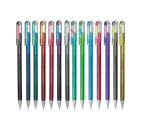 Hybrid Dual Metallic　 ハイブリッドデュアル メタリック　ラメ顔料ボールペン 〜 見る角度によって色が変わり、黒い紙と白い紙で書いた時に別の色に見える、他にはないラメ感 〜 インキ色： DA ブラック＋メタリックレッド ...