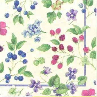 柄 Violets & Berries IvoryサイズLサイズ・330×330mm 3枚重ね入り数20枚素　材パルプ100%原産国ドイツ製(Made in Garmany)　