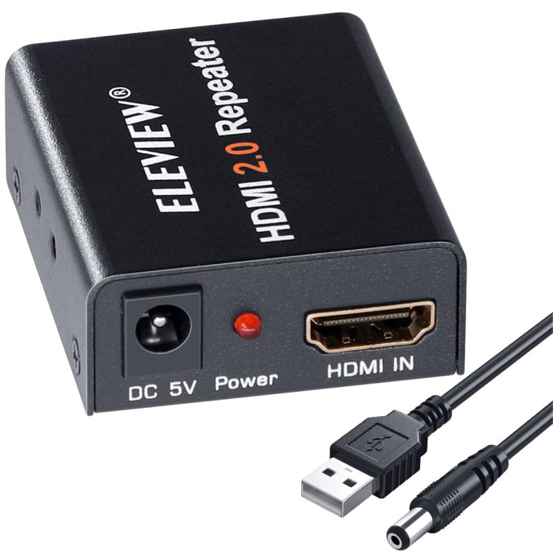 ELEVIEW HDMI 2.0 リピーター HDMIケーブルを延長/中継アダプター HDCP2.2 18Gbps 4K(60Hz)/30m 1080P(60Hz)/60mまで延長可能 hdmiブースター 信号増幅器 USB外部給電可 EH...