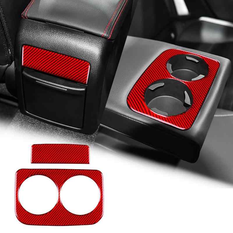 AIRSPEED スバル WRX専用 アクセサリー リアルカーボンファイバー製 カーカップホルダーパネルステッカー ドレスアップ カスタム 保護フレーム 内装パーツ Subaru WRX 2015-2021適用 (レッド)車種専用：スバル ...