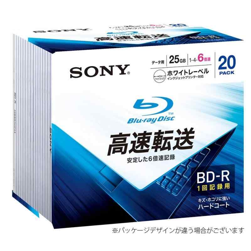 ソニー データ用ブルーレイディスク 20BNR1DCPS6(BD-R 1層:6倍速 20枚パック)規格:-R / 容量(GB):25種類:PC用 / 記録面:片面1層 / 6倍速入数:20盤面印刷:可 / 印刷面:ワイド著作権保護:非対応複...