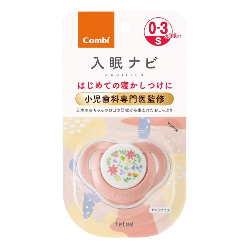 COMBI コンビ テテオ おしゃぶり 入眠ナビP サイズS 0-3ヶ月頃まで はなたば【サイズS】0ヶ月～3ヶ月頃まで：はじめての寝かしつけにお口からはずれにくい、薄型・軽量・コンパクト設計頬へのくい込みを和らげ、跡がつきにくい形状前歯に...