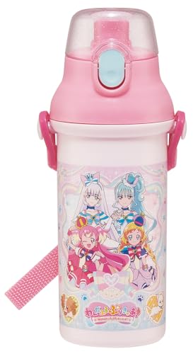 容量:480ml /サイズ:直径9.4*高さ19.6cm/付属品:肩から掛けられるショルダーベルト、名前シール重量があって硬いステンレス製水筒を使う前の低年齢層向け軽量プラスチック水筒ワンタッチ式開閉キャップで簡単に開けられてダイレクトにそ...