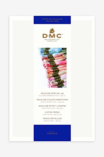 従来のDMC25番糸に加え、DMCライトエフェクト、DMCカラーバリエーション等も加わったDMCの実物の刺繍糸を貼り付けた色見本帳です。収録: 25番糸 全500色/ ライトエフェクト糸 全36色/ カラーバリエーション糸 全60色中、36...