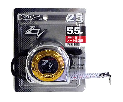 長さ:5.5m目盛仕様:メートルテープ巾:25mmシリカコーティングカラー:メタリックJIS1級両面目盛耐久爪4点鋲・移動爪、ショックアブソーバー付、2*4スタッドマーク付