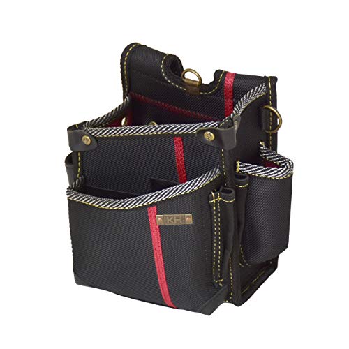 ウエストバッグ腰袋、ポケット部2段KH進化 シリーズ:斜めカットは職人からの声から生まれた機能面重視の意匠です。中の工具が取り出しやすく落ちにくい。右腰用防水加工:屋外の作業では基本能力のひとつ。超軽量:装着感が違います。軽量ながらも高い耐...