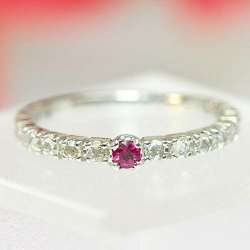 リング 【 仕様 】 ■本体素材 [1]18Kホワイトゴールド製（写真サンプル品） [2]ルビー(約)2.3mm×1石 [3]ローズカットダイヤモンド(約)1.8mm×18石 ■カラット ダイヤモンド：(約)0.34ct ■サイズ （約）直...