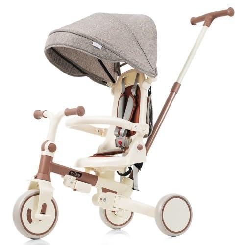 BTM 子供用三輪車 折りたたみ 三輪車 カバー ベビーカー 手押し棒付き 7in1 バイク 安全ベルト 三輪車のりもの 1歳 2歳 4歳 超軽量 座面回転 ハンドル調整可能 自転車 おもちゃ 乗用玩具 幼児用