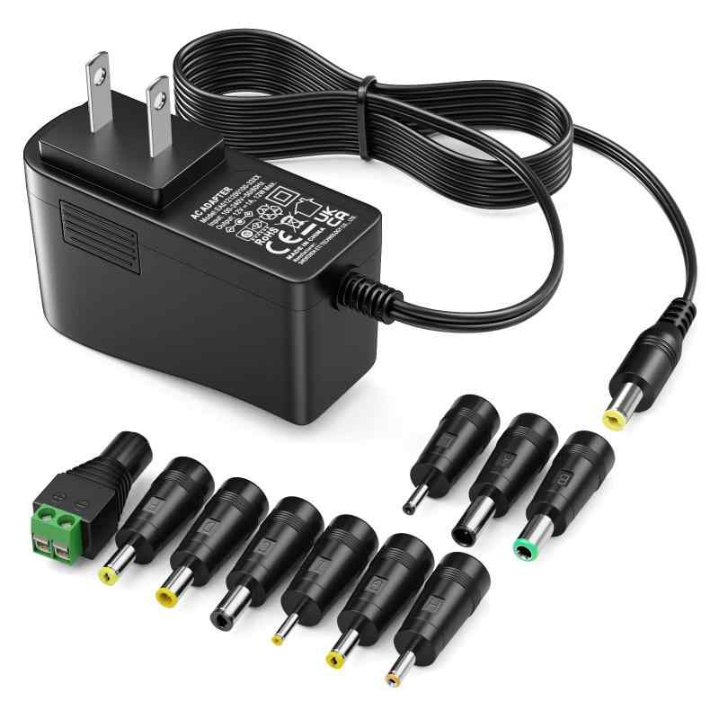 Outtag 12V 1A 電源 アダプター12W 0.3A 0.5A 0.8A 0.7A dc 12V 安定化電源 LEDストリップ カメラ ルーター 液晶モニター 外径5.5mm(内径2.1mm) 10個変換コネクター 1000mA「1...