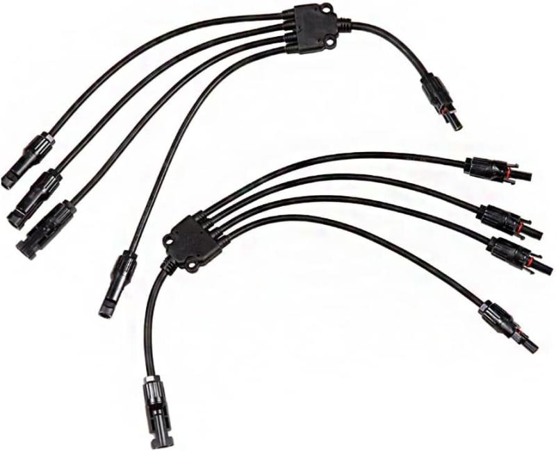 ソーラー延長ケーブル MC4 コネクター Y型4分岐 延長ケーブル セット MC4 コネクター (M/4F+ F/4M) 太阳能パネル並列接続用 防水防塵 高耐久性 耐紫外線 屋外対応✅【MC4型コネクタ】：の付いたソーラー パネルを並列接...
