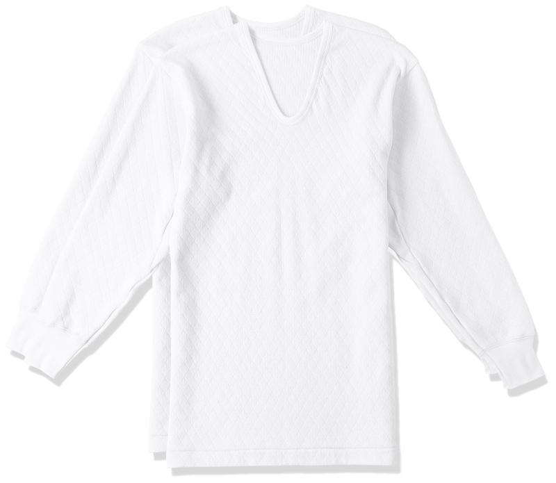 GUNZE(グンゼ) インナーシャツ快適キルト遠赤加工 ダイヤ柄 肌面:綿100% 長袖U首 2枚組 RP63102メンズ胸囲 M:88~96cm L:96~104cm LL:104~112cm