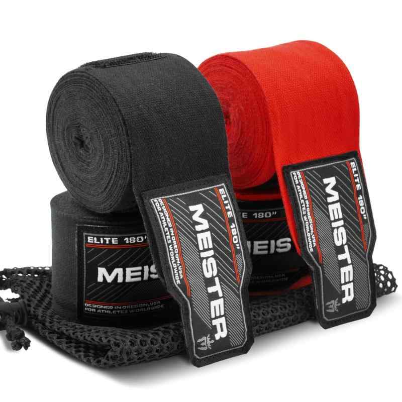 Meister Elite 180インチ プレミアム 大人用 ハンドラップ MMA &amp; ボクシング用 - 2組パック メッシュバッグ付きMeisterの優れたELITEハンドラップは、ボクシング、MMA、コンバットスポーツ用。手首/...