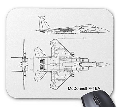 戦闘機 F-15 イーグルの設計図のマウスパッド：フォトパッド（世界の戦闘機シリーズ） (A：白地)この商品は、熱帯スタジオのオリジナル製品です。マウスパッドの大きさは、小さ過ぎず大き過ぎない、ちょうどよい大きさ（幅232mm、縦196mm...
