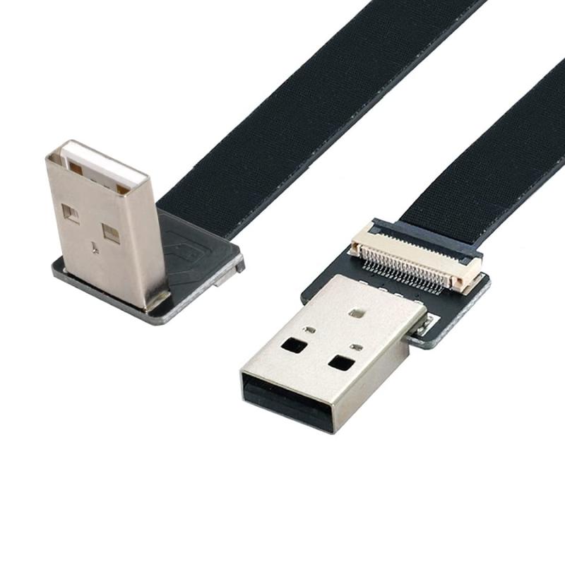 chenyang USB 2.0 フラットケーブル USB 2.0 オス - オス 90度 ダウンアングル データ転送 充電 リボン フレックス 延長ケーブル アダプター 0.5Mケーブルの長さ: 50cm。ケーブルとコネクターは別々に出荷...