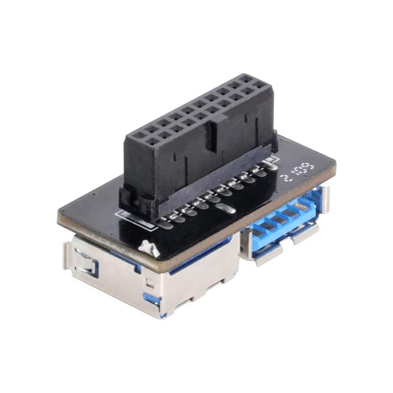 Chenyang CY マザーボード 20/19 ピン ボックス ヘッダー スロット デュアルUSB 3.0 Aタイプ メス アダプター PCBA フラットタイプマザーボードの20ピンソケットを直接接続し、2つのUSB 3.0ソケットに変換...