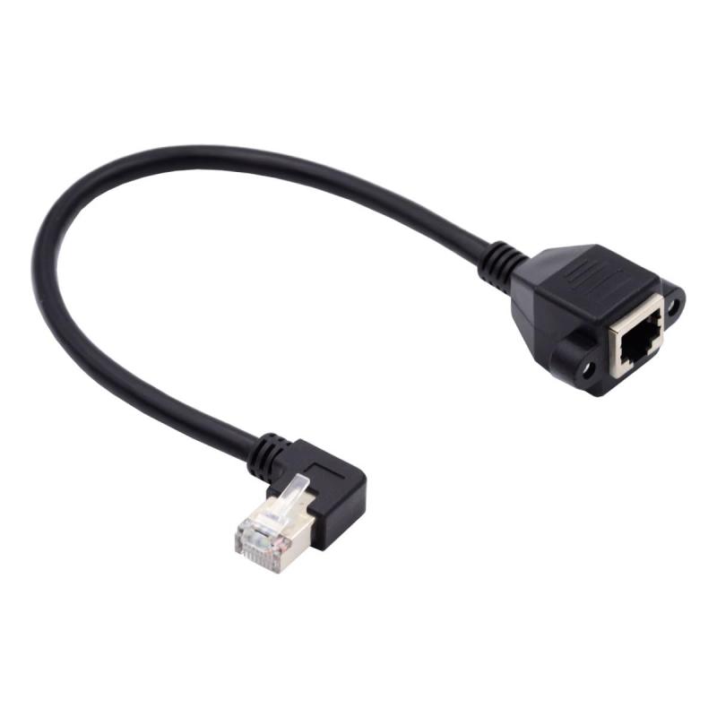 NFHK 角度 90 度 8P8C FTP STP UTP Cat6 オス - メス LAN イーサネット ネットワーク延長ケーブル、パネル マウント穴付き