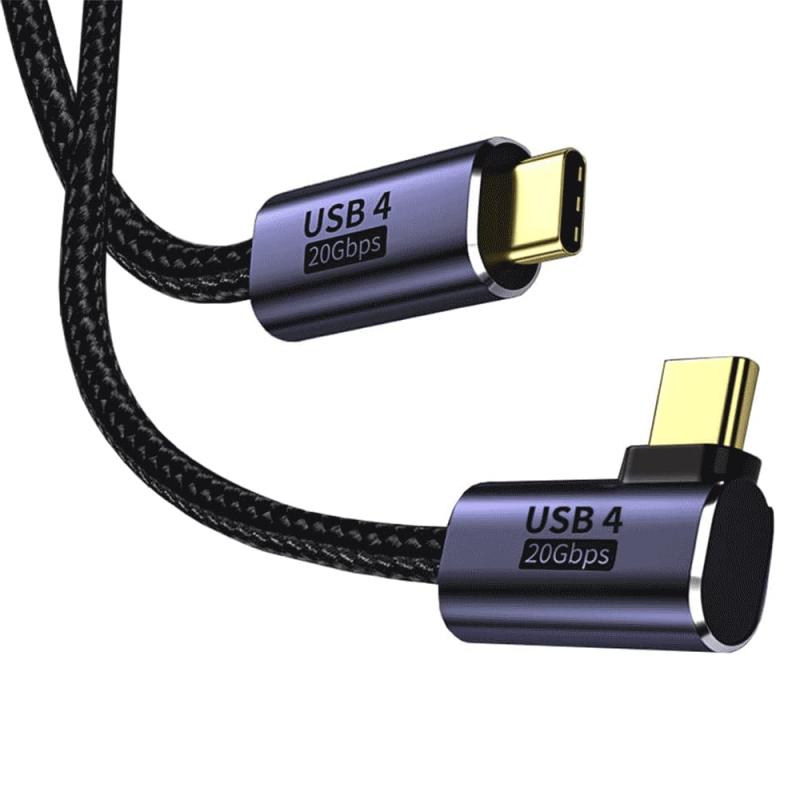 USB Type-c ケーブル L字 USB-C &amp; USB-C ケーブル USB4 Thunderbolt 3対応（20Gbps）高速転送 PD対応 100W/5A急速充電 8K/60Hz映像出力 超高耐久ナイロン タイプc ケー...