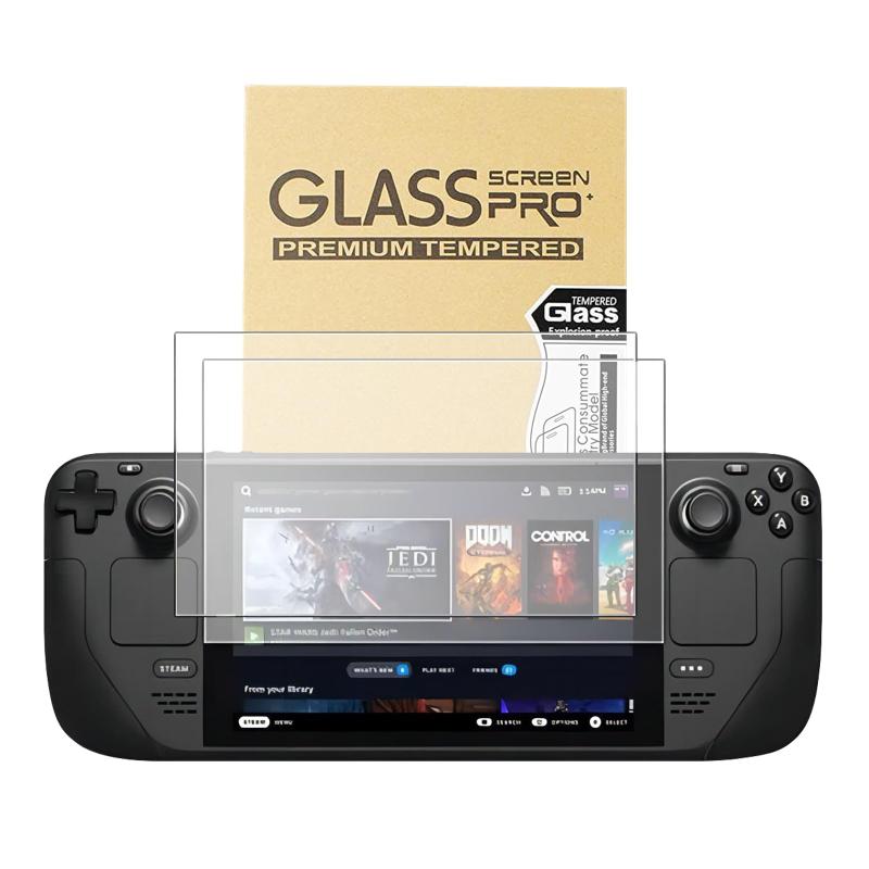 Fourmor スクリーンプロテクター あてはまる Steam Deck OLED 7.4 インチ (NEW 2023) - 9H 強化ガラスフィルム、アンチスクラッチ HD クリア、牛革ボックスプロフェッショナルパッケージ、2 パック【高...