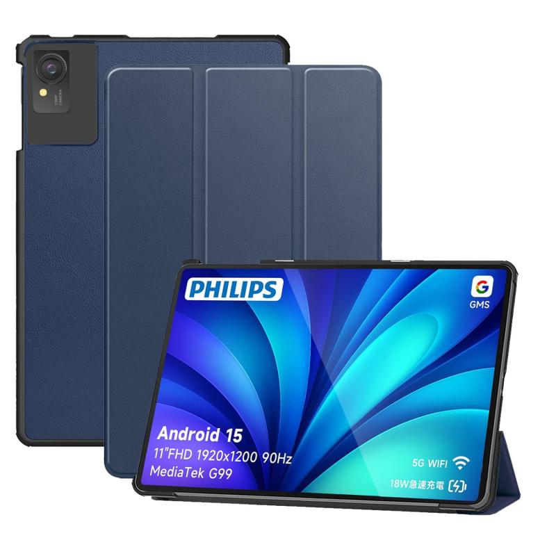 For PHILIPS T8015 用 ケース カバー 保護ケース 【NOUKAJU】 11インチ タブレット収納カバー オートスリープ機能 軽量 薄型 耐衝撃 傷つけ防止 スタンド機能 角度調整 (ブルー)【対応機種】PHILIPS T8...