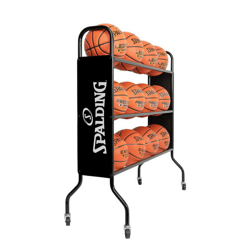 SPALDING 6864SP ボールラック 12 ●7号球ボールが12個収納可能なボールラック。 ●サイズ： 約1,010×424×1,075mm(組立時) ●素材：鉄製/車輪付 ※一部商品において弊社カラー表記がメーカーカラー表記と異な...