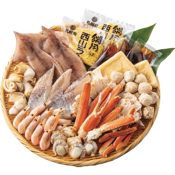 ●北海道日本海で水揚げされた甘海老から造られた魚醤を隠し味にした、コクと深みのある塩ベースの海鮮鍋。ゆでずわいがにをメインに海鮮素材につみれ等を加え旨味のある塩味たれでお召し上がり下さい。シメは、海鮮だしの利いた、しお味のラーメンで。 ■商...