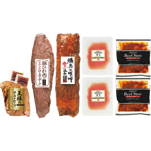 ●希少部位「トモサンカク」を使用したローストビーフ、豚ばら肉をじっくり煮込んだ豚角煮、豚ひれ肉を1本まるごと使用したロースト、大きなお肉がごろりと入ったビーフシチューとサラダにぴったりな生ハムをセットにしました。 ■商品情報 ◇ブランド 米...