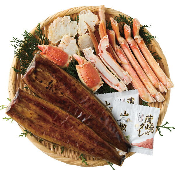 ●半分殻の剥いたずわいがにとうなぎ蒲焼のセットです。 ■商品情報 ◇ブランド ◇サイズ ◇材質 ◇内容 ●ボイルずわいがに半むき身300g(ずわいがに：ロシア産またはカナダ産またはノルウェー産またはアメリカ産)、うなぎ長蒲焼100g×2、(...