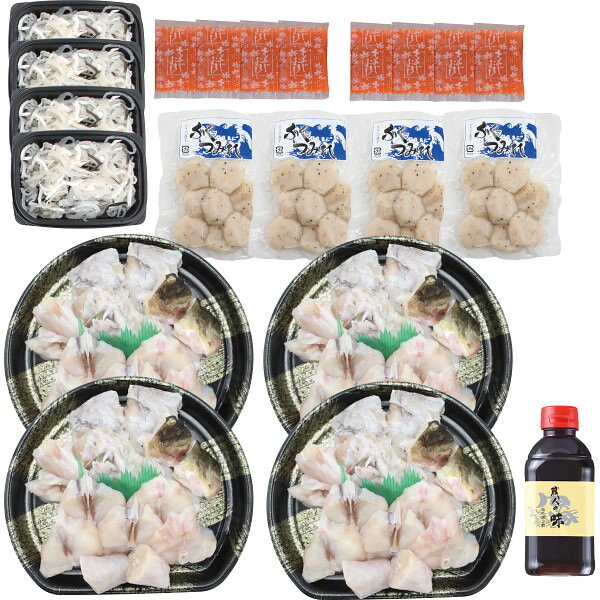 ●とらふくの身とアラをブツ切りにし、とらふく皮を練り込んだふくつみれとセットにしました。残ったスープで味わう、ふく雑炊は絶品です。 ■商品情報 ◇ブランド ◇サイズ ◇材質 ◇内容 ●とらふぐちり(切身、アラ)400g×4、とらふぐ皮100...