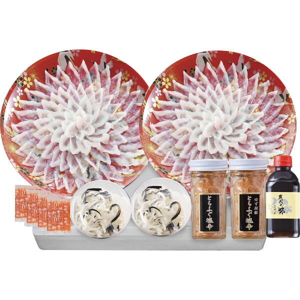 ●とらふくをオリジナル絵皿に盛り付けました。下関伝統の「菊盛り」で盛付けられたとらふく刺身は見た目も鮮やかです。目と舌でふくのお刺身をお楽しみ頂ける一品です。 ■商品情報 ◇ブランド ◇サイズ ◇材質 ◇内容 ●とらふぐ刺身(30cm皿)1...