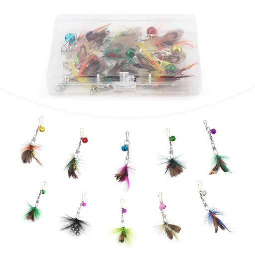 10セット交換でき::ねこじゃらしの先端につけるおもちゃは10個(疑似毛虫10個)、猫ちゃんの好みに合わせておもちゃを交換できます。 収納ボックス付き:収納に便利、ちょうどよいスペースで探しやすく取り替えることが便利です。 鈴付き:このおも...