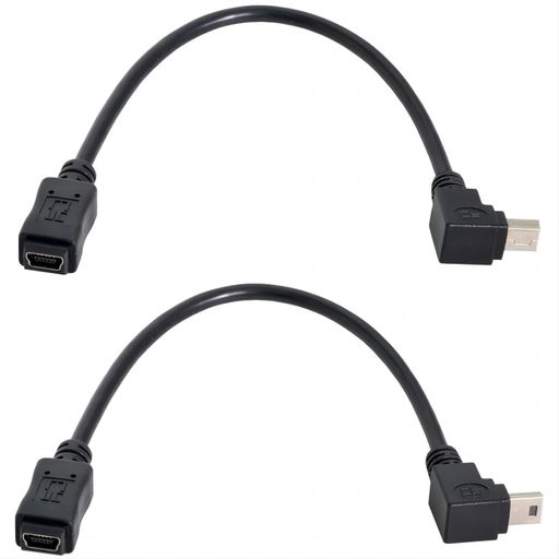 アップ+ダウンアングルケーブル。 互換性:MiniUSBを使用するほとんどのデバイス ミニUSBメスからミニUSBオス。 ミニUSBオスは90度角度タイプです。 長さ:20cm