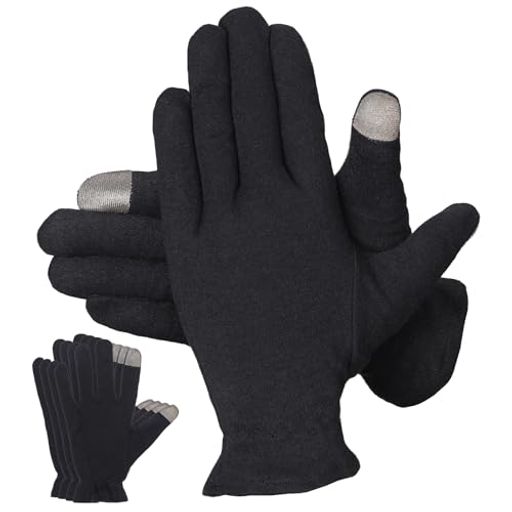 モイスチャライジング 【製品仕様】色:ブラック。内容:3双入り(6枚)。尺寸(平置時):全長:約23cm(Lサイズ)、手幅:約9.5cm、中指長:約9cm。 【天然素材の快適さ】天然由来のコットンで手袋は通気性があり、柔らかいため、肌触りが...